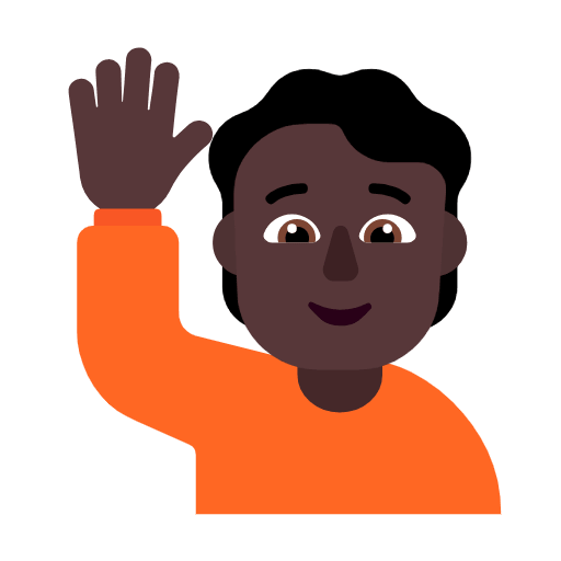 🙋🏿 Person Raising Hand: Dark Skin Tone Emoji Meaning - From Girl & Guy ...